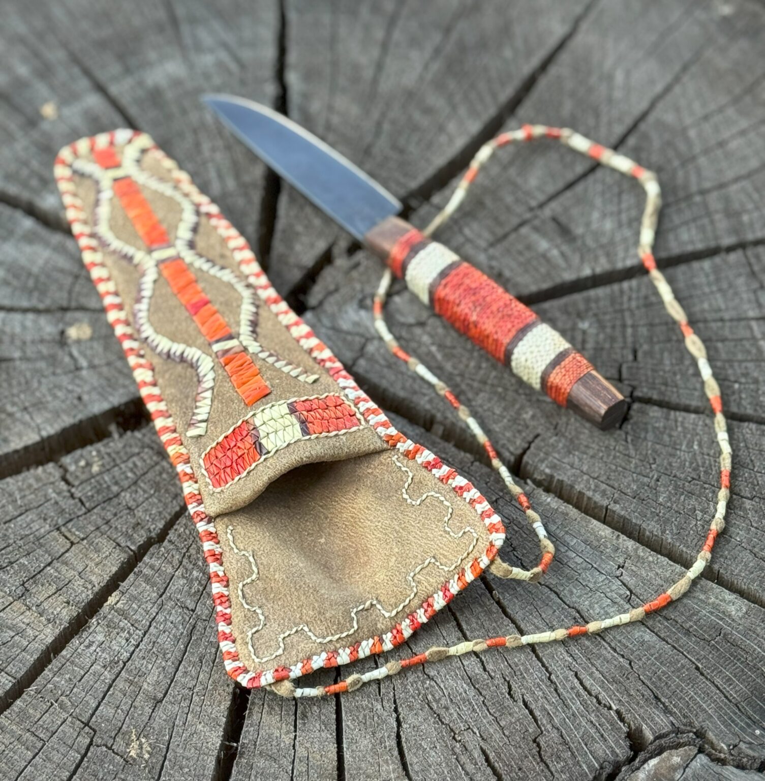 Ottawa Quilled Neck Knife – Cabin Creek Muzzleloading